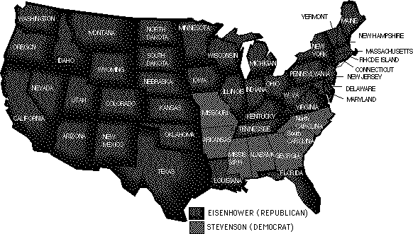 1956 Presidential Election Results By State Map - Map